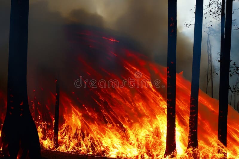 Forest Fire. Wildfire. Fire that Burns the Entire Forest with Its Hot ...