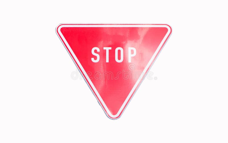 Red STOP Sign or Symbol Triangle Aluminum with Texture and High ...