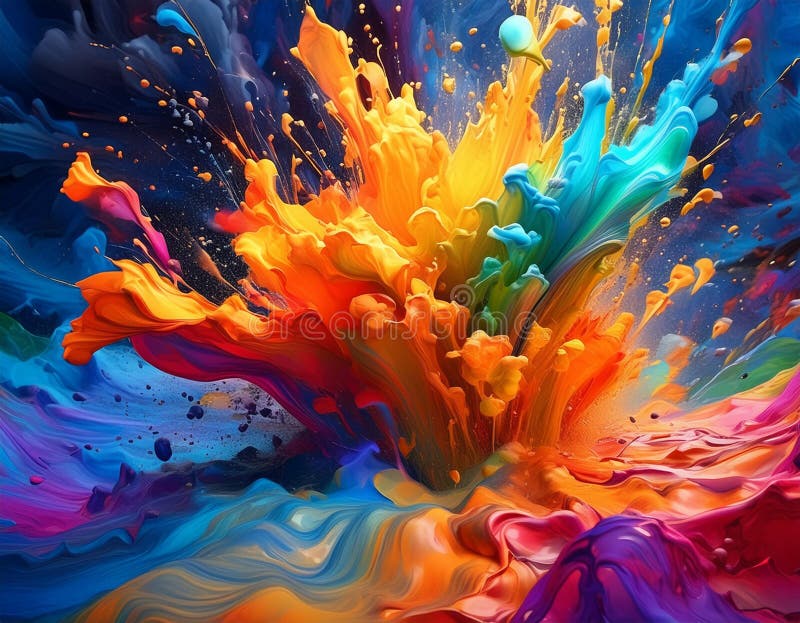 Vibrant Chaos of a Mix of Colors Splashing and Forming Drops Stock ...