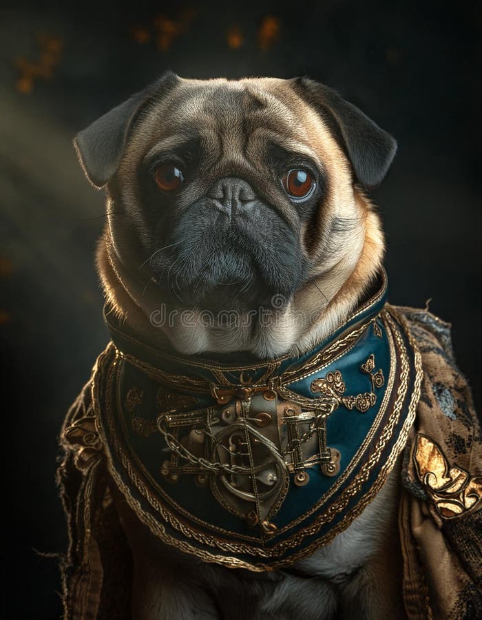 A Portrait of a Anthropomorphic Pug Hybrid in Costume Stock ...