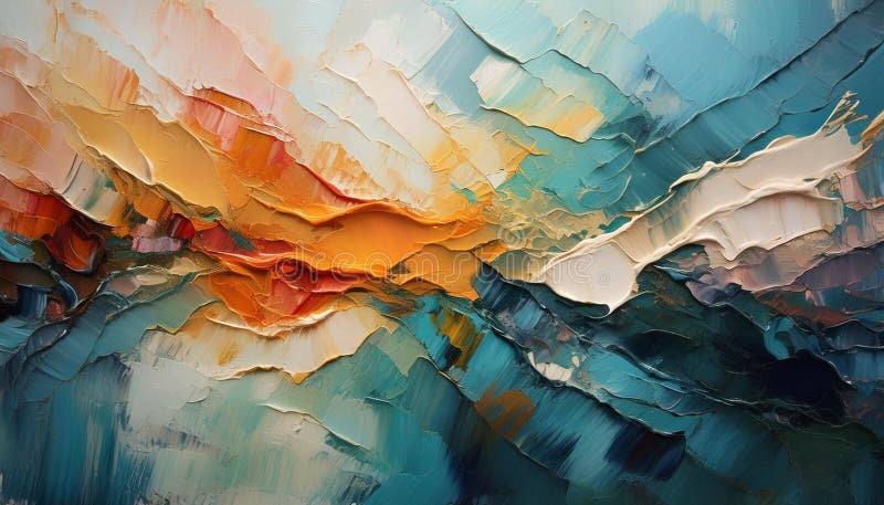 Vivid Color Block Abstract Painting with Palette Knife Technique ...