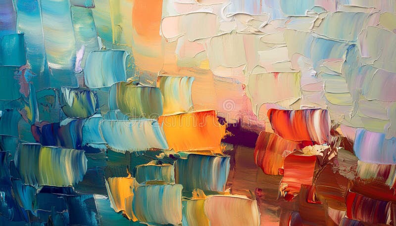 Vivid Color Block Abstract Painting with Palette Knife Technique ...