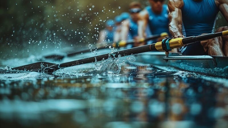Conceptual Image of a Close Up of Rowing Oars Pulling through Water ...