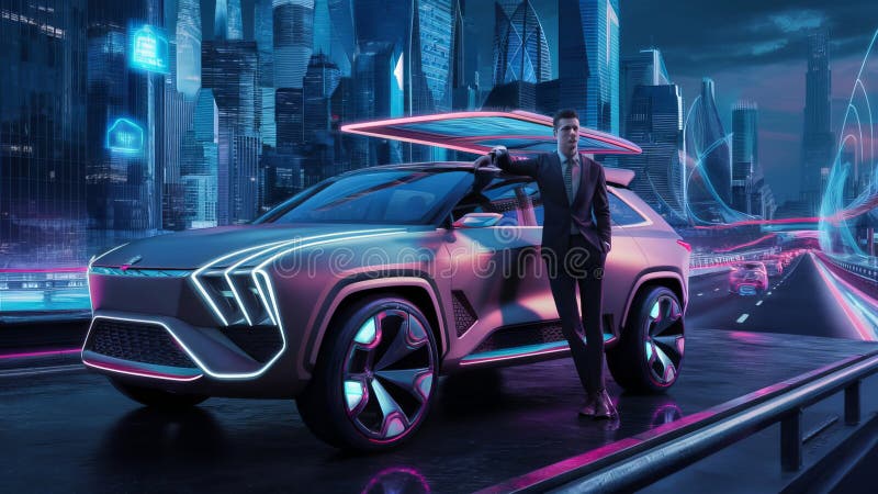 A Futuristic Car Crossover stock illustration. Illustration of arrival ...
