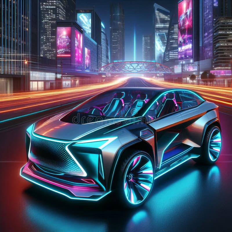 A Futuristic Car Crossover stock illustration. Illustration of three ...