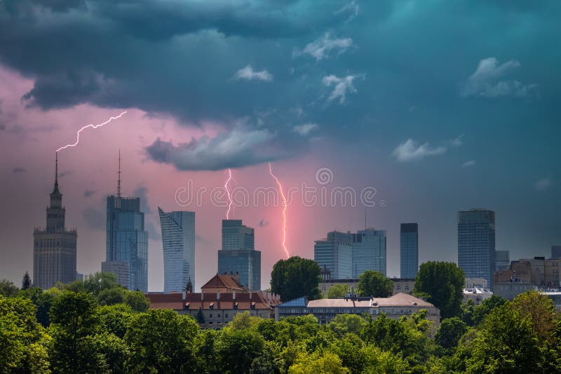 Storm Over City Warsaw Poland Stock Photos - Free & Royalty-Free Stock ...