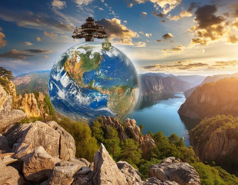 World View. a Worlds Famous Views Collages Stock Illustration ...
