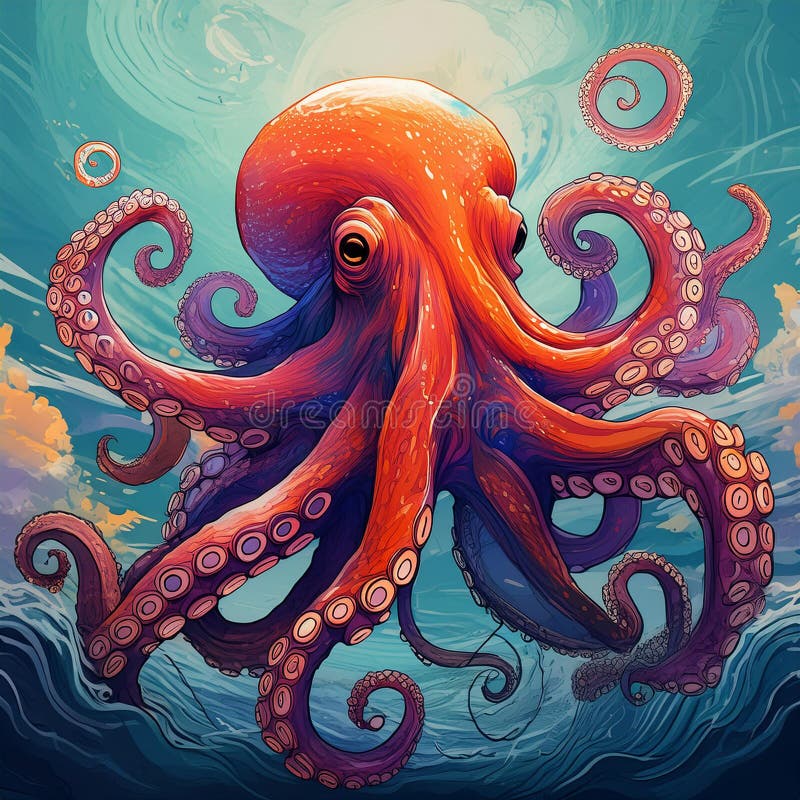 Colorful Graffiti-style Octopus Illustration in Pop Art. Stock ...