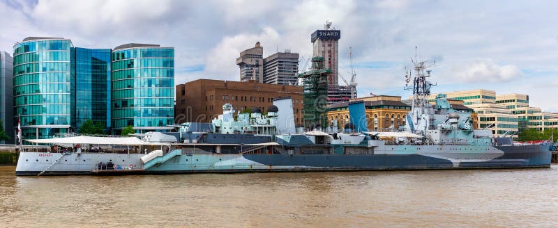 HMS Belfast on River Thames, London, England. Editorial Image - Image ...