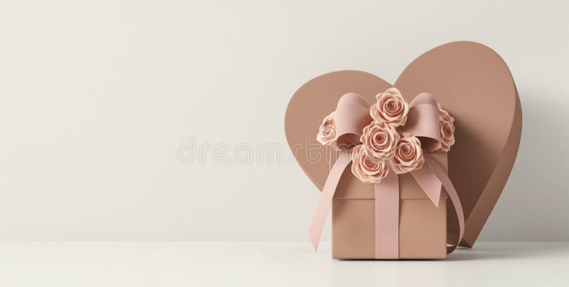 Chic Heart-shaped Gift Box and Flowers for Valentine S Day Stock ...