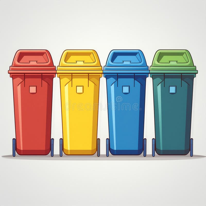 Color-Coded Waste Segregation Bins for Environmental Management : Stock ...