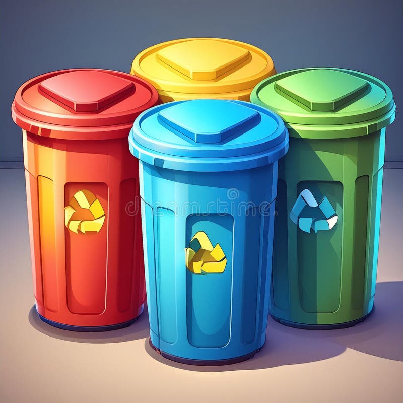 Color-Coded Waste Segregation Bins for Environmental Management : Stock ...