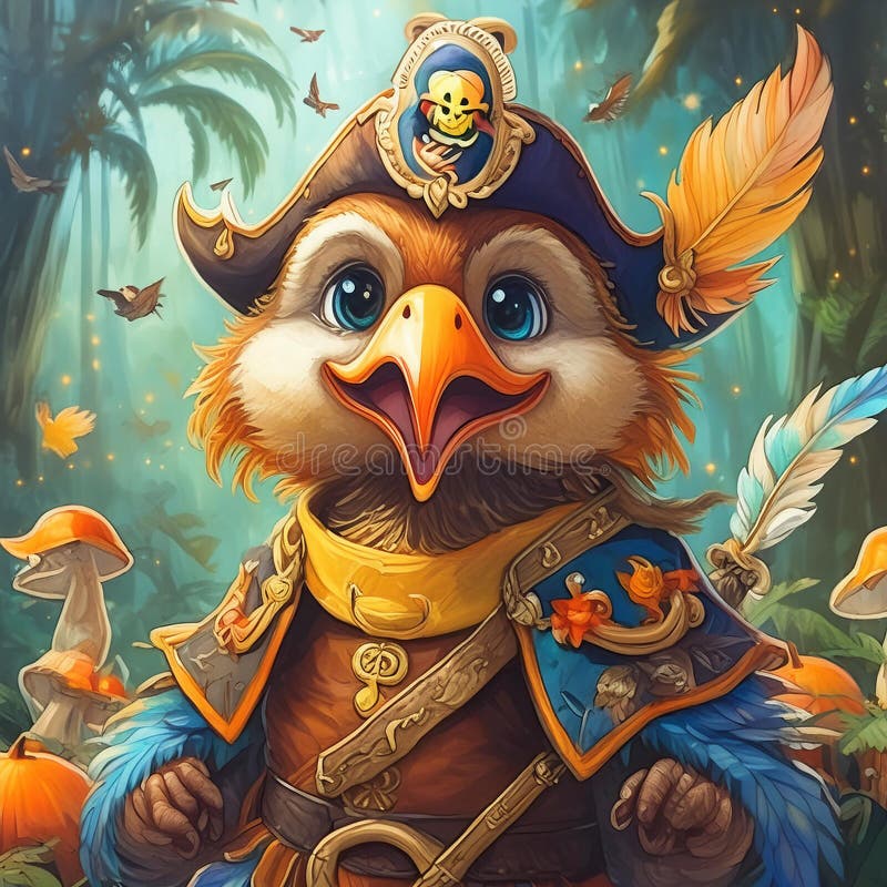 Bird Monkey Mutant Pirate Digital Illustration Stock Illustration ...