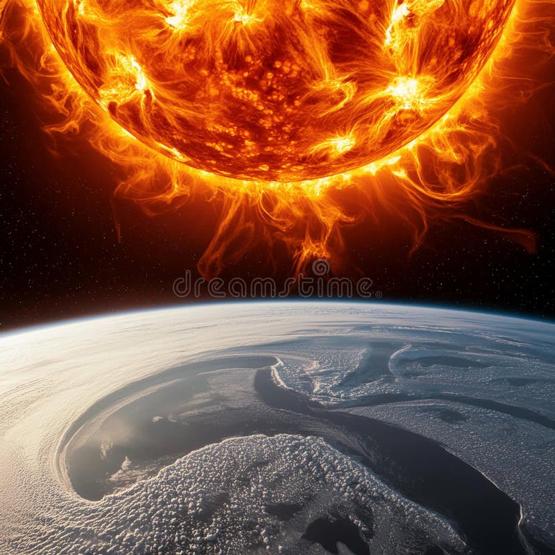 Sun. Solar Storm. Solar Flare. Solar Storm in Universe, Magnetic Wave ...