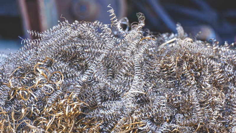 Pile of Many Scrap Brass and Metal Shavings Background for Recycling ...
