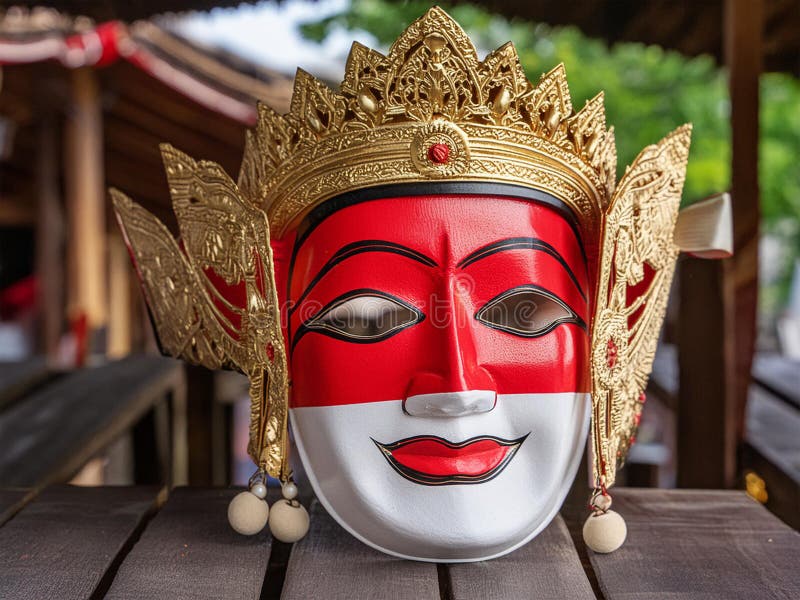 Majestic Indonesian Mask: a Glimpse into Traditional Artistry Stock ...
