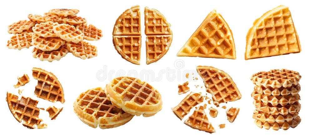 Round Circle Waffle Waffles Wafel Batter Dessert on Transparent Cutout ...