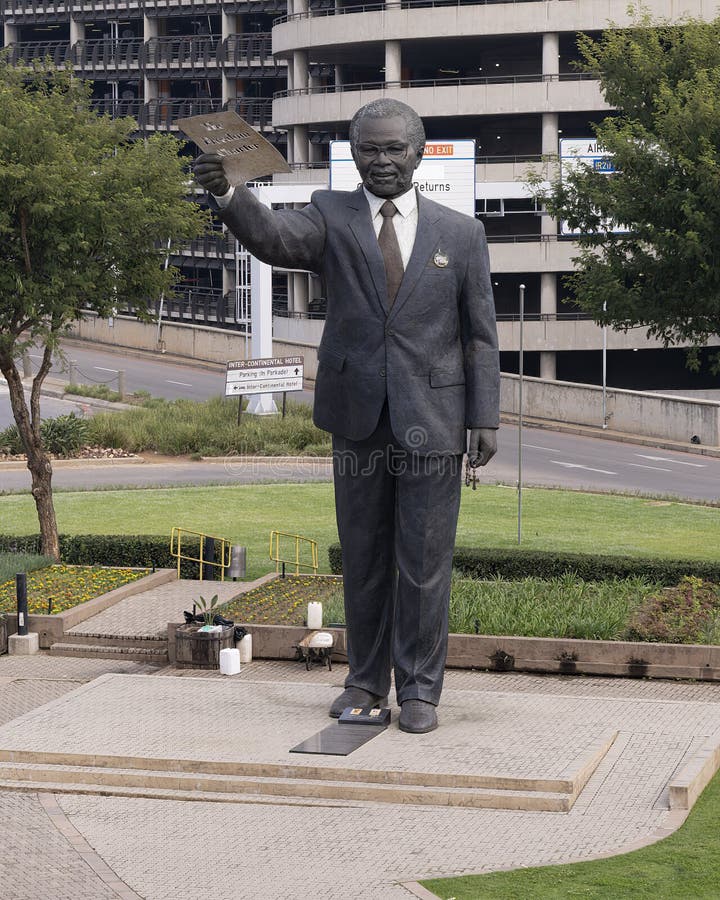 Statue of Oliver Reginald Tambo at or Tambo International Airport in ...