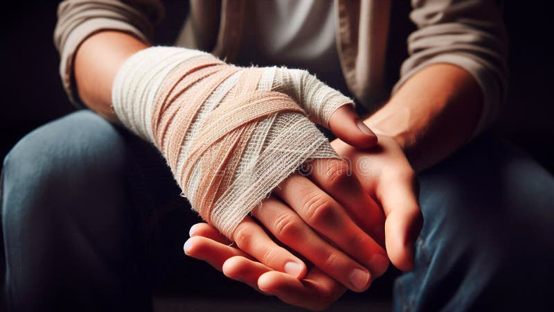 Injured Hand Bandaged, Close-up, for Medicine and Healthcare Concepts ...