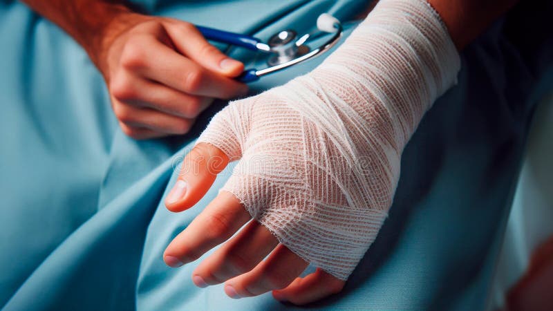 Injured Hand Bandaged, Close-up, for Medicine and Healthcare Concepts ...