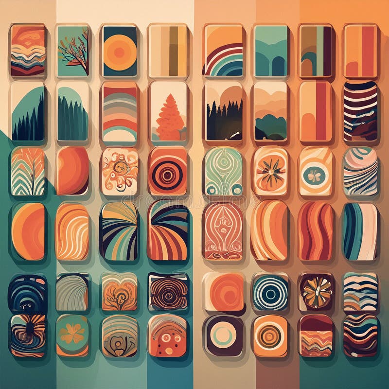 Collection of Retro-Inspired Abstract Geometric Patterns Stock ...