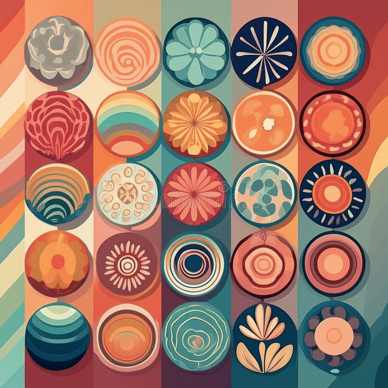 Collection of Retro-Inspired Abstract Geometric Patterns Stock ...