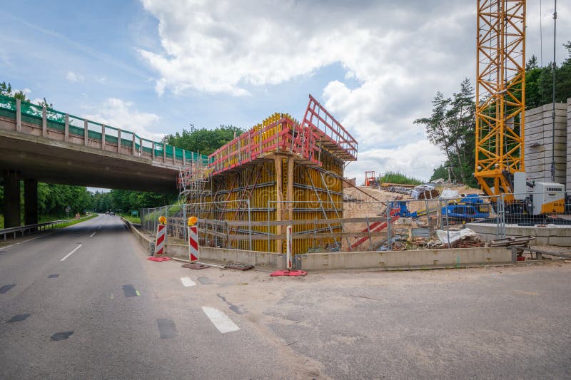 A New Motorway Bridge is Being Built Next To a Motorway Stock Image ...