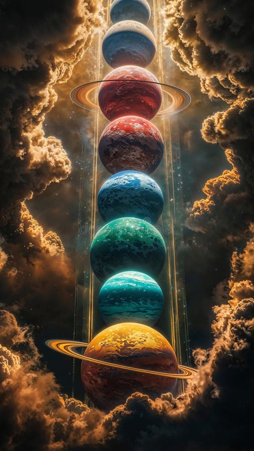 Universe Creation. Planets Aligned Stock Illustration - Illustration of ...