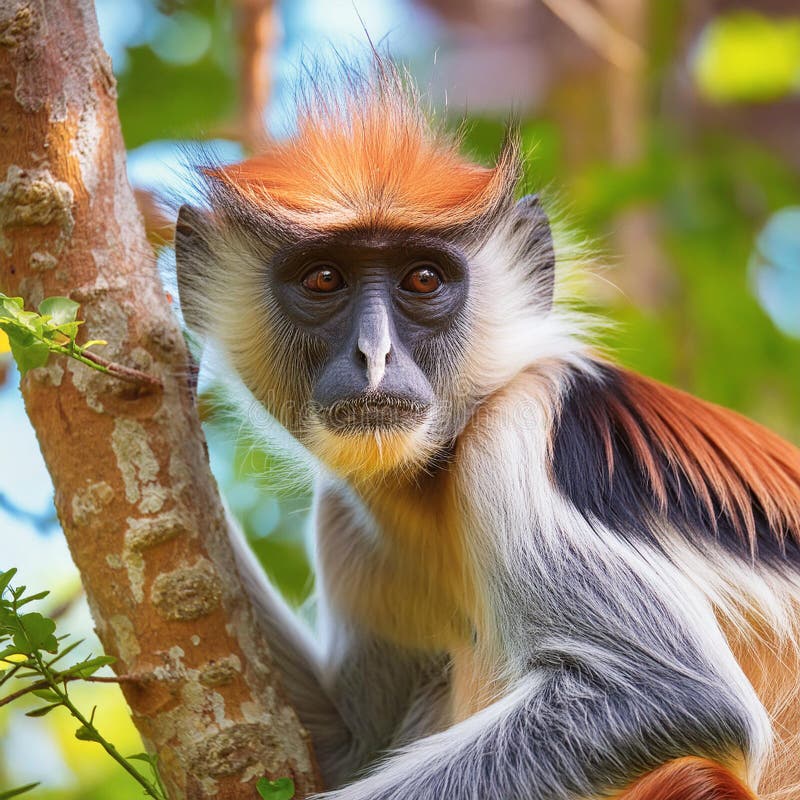 Zanzibar Red Colobus - Piliocolobus Kirkii, Tanzania, Zanzibar. African ...