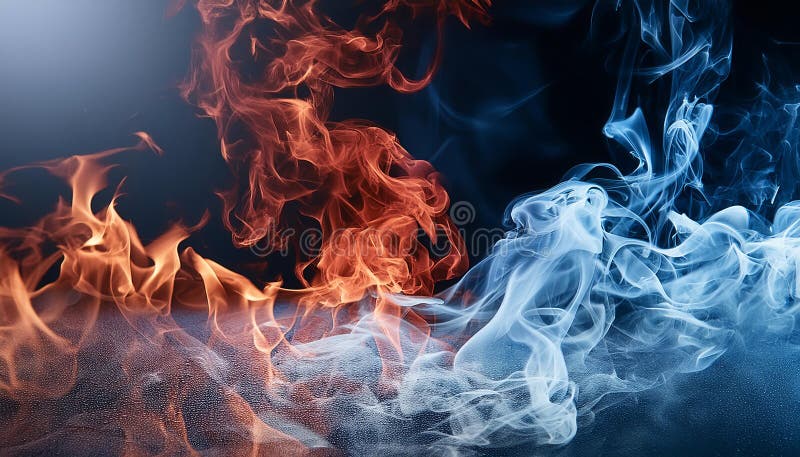Blue and Red Fire on Dark Backdrop Stock Illustration - Illustration of ...