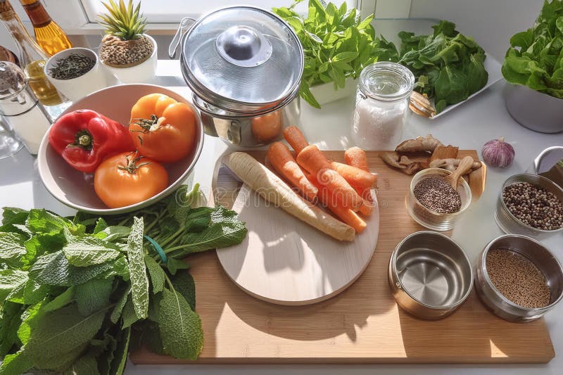 Fresh Ingredients Ready for Cooking Stock Photo - Image of culinary ...