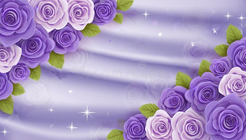 Purple Roses Corner Border Designs. Stock Illustration - Illustration ...