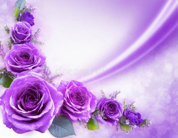 Purple Roses Corner Border Designs. Stock Illustration - Illustration ...