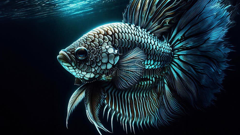 A Mesmerizing Siamese Fighting Fish with Iridescent Scales, Flowing ...