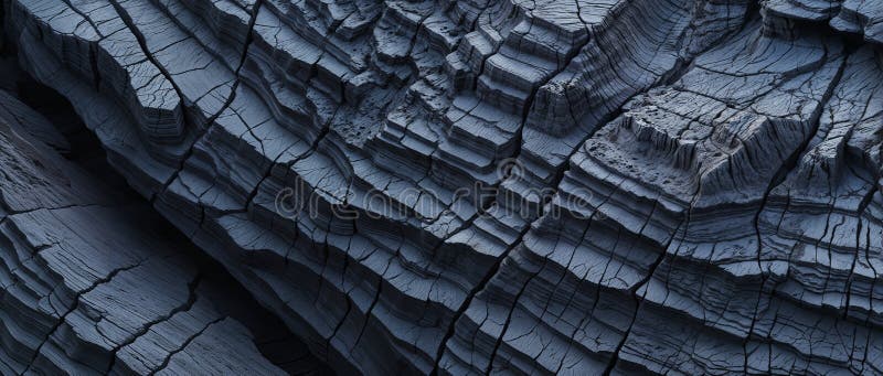 Cliff Face Layers of Dark Grey Slate Rock Crevices, Detailed Rough ...