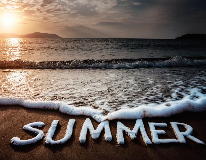 Concept of the End of Summer with the Word Getting Washed Away by the ...