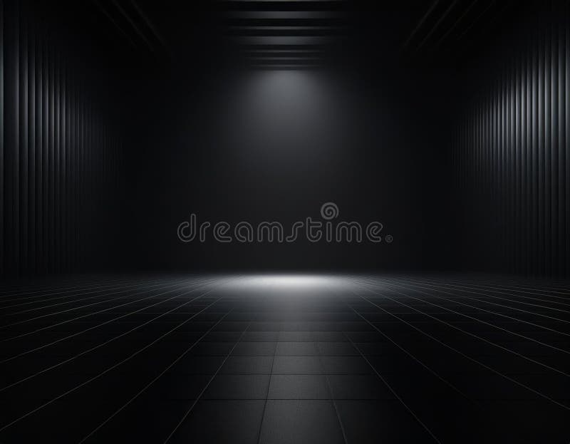 Abstract Dark Room with Black Walls and Floor. 3D Rendering Stock ...