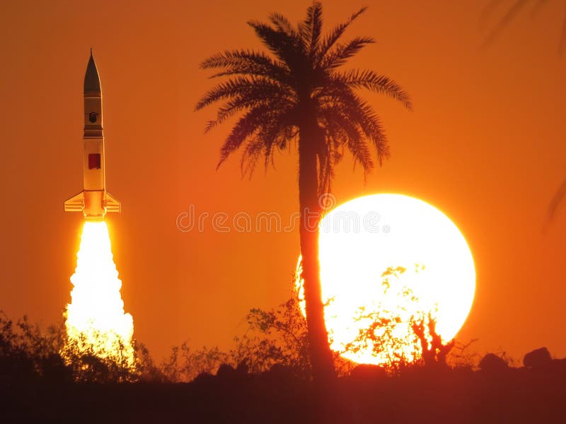 Sunset Rocket Launch stock image. Image of astronomy - 326378441