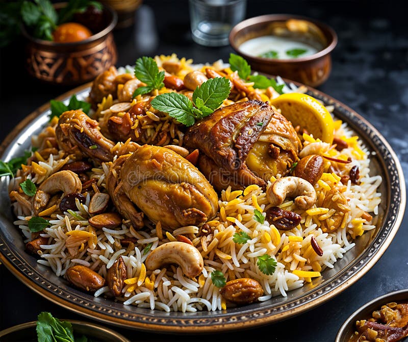 Hot Delicious Chicken Biryani. Side View of an Indian Food Stock ...