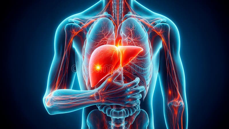 Liver Pain, Human Anatomy Concept. Generated AI Stock Illustration ...