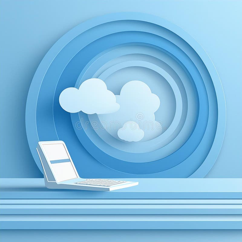 Simple Light Blue Computer Banner from Vector. Stock Illustration ...