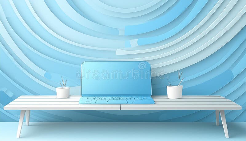 Simple Light Blue Computer Banner from Vector. Stock Illustration ...