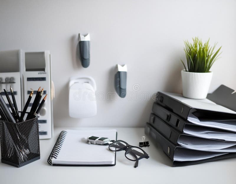 Secretary S Toolkit: Essential Tools on a White Table Stock Image ...