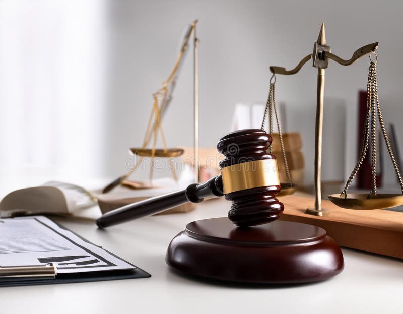 Legal Essentials: Lawyer S Tools on a White Table Stock Illustration ...