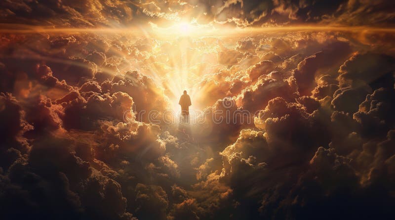God in Heaven with Shining Light Stock Illustration - Illustration of ...