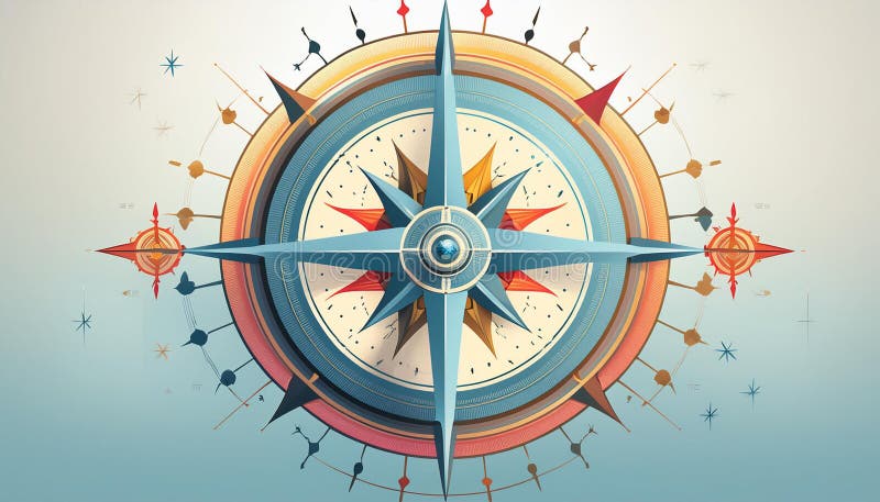 Vector Illustration of a Compass Rose Stock Image - Image of navigation ...