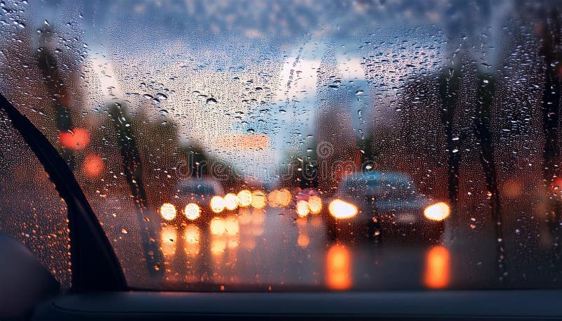 Rain on Car Window. Rain on Car Front Window Stock Illustration ...
