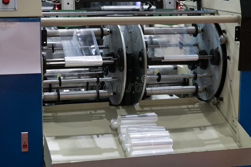 Automatic Packing Machine with Plastic Bag and Paper Box Stock Photo ...