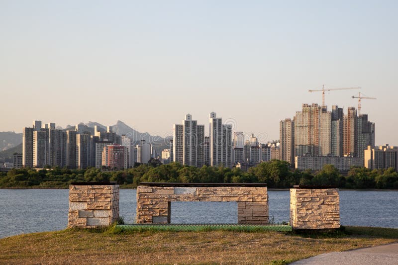 View of the Tall Buildings and Bridges at the Riverside Stock Photo ...