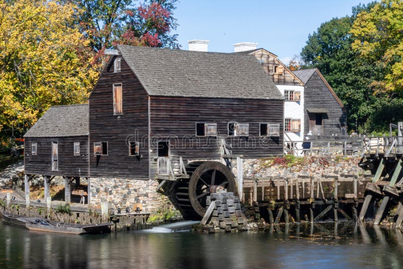 Closeup of the Grist Mill in Autumn. Stock Image - Image of hollow ...